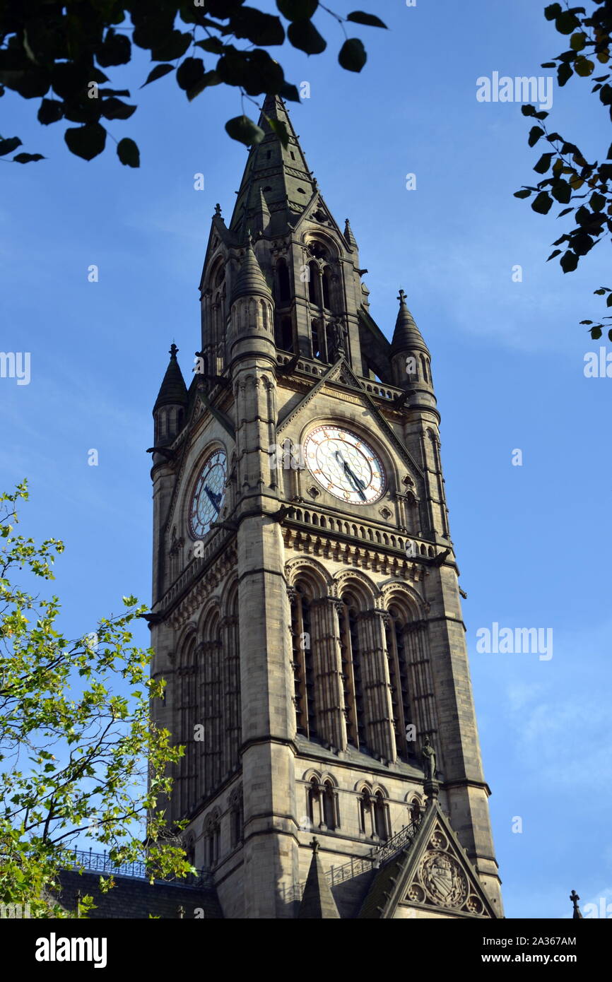 Clock tower of Manchester Town Hall, Albert Square, Manchester uk Stock ...