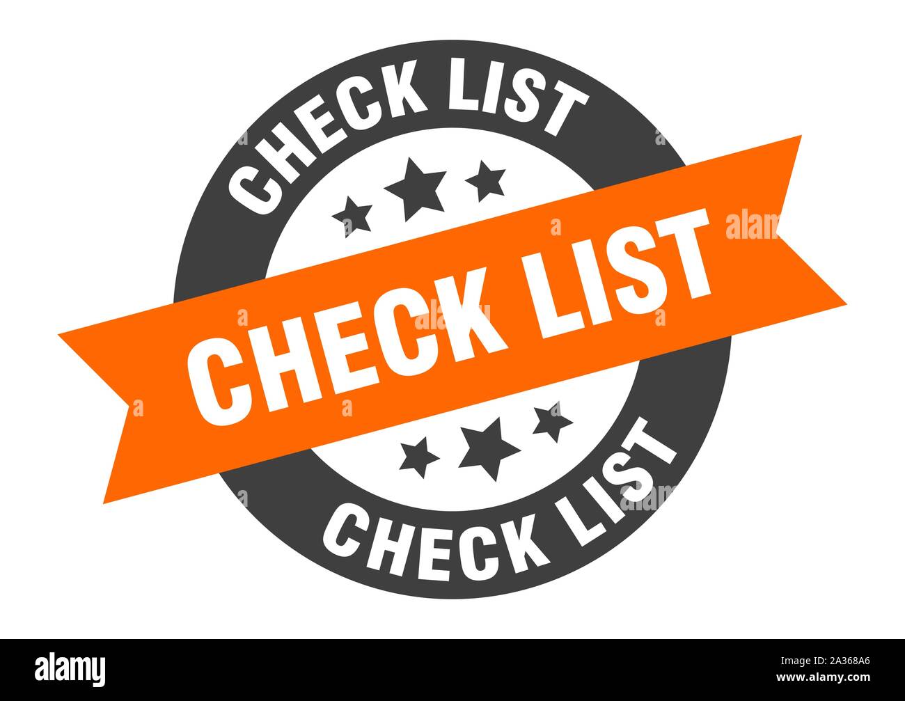 check list sign. check list orange-black round ribbon sticker Stock ...