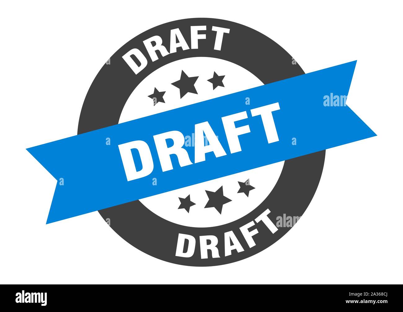 draft sign. draft blue-black round ribbon sticker Stock Vector Image ...
