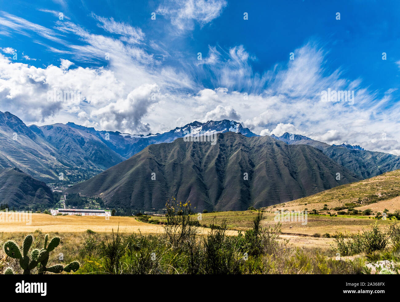 Sacred Valley, Peru - 05/21/2019: The inescapable snow peaked Andes in ...