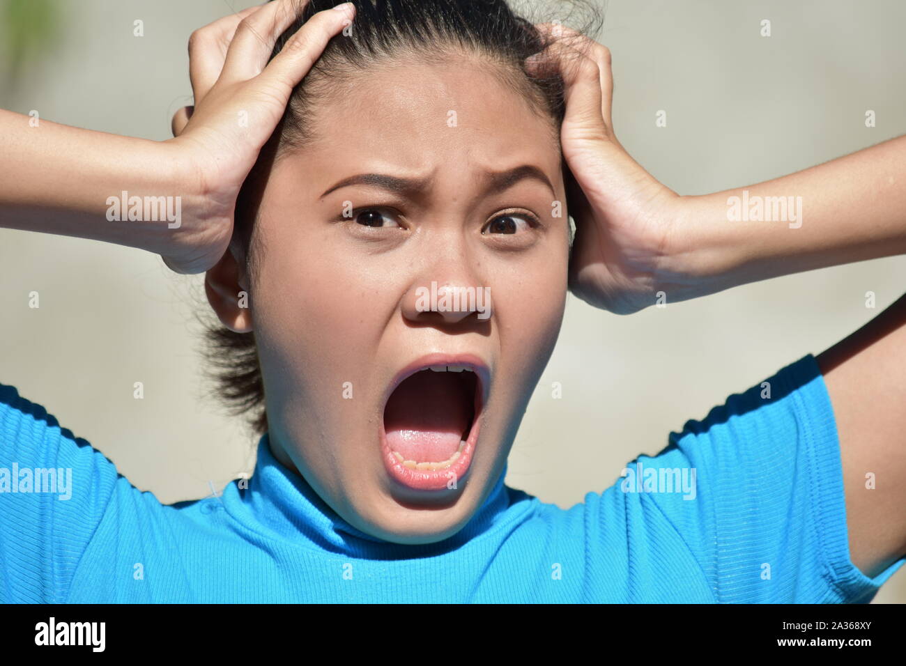 An An Anxious Adult Female Stock Photo - Alamy