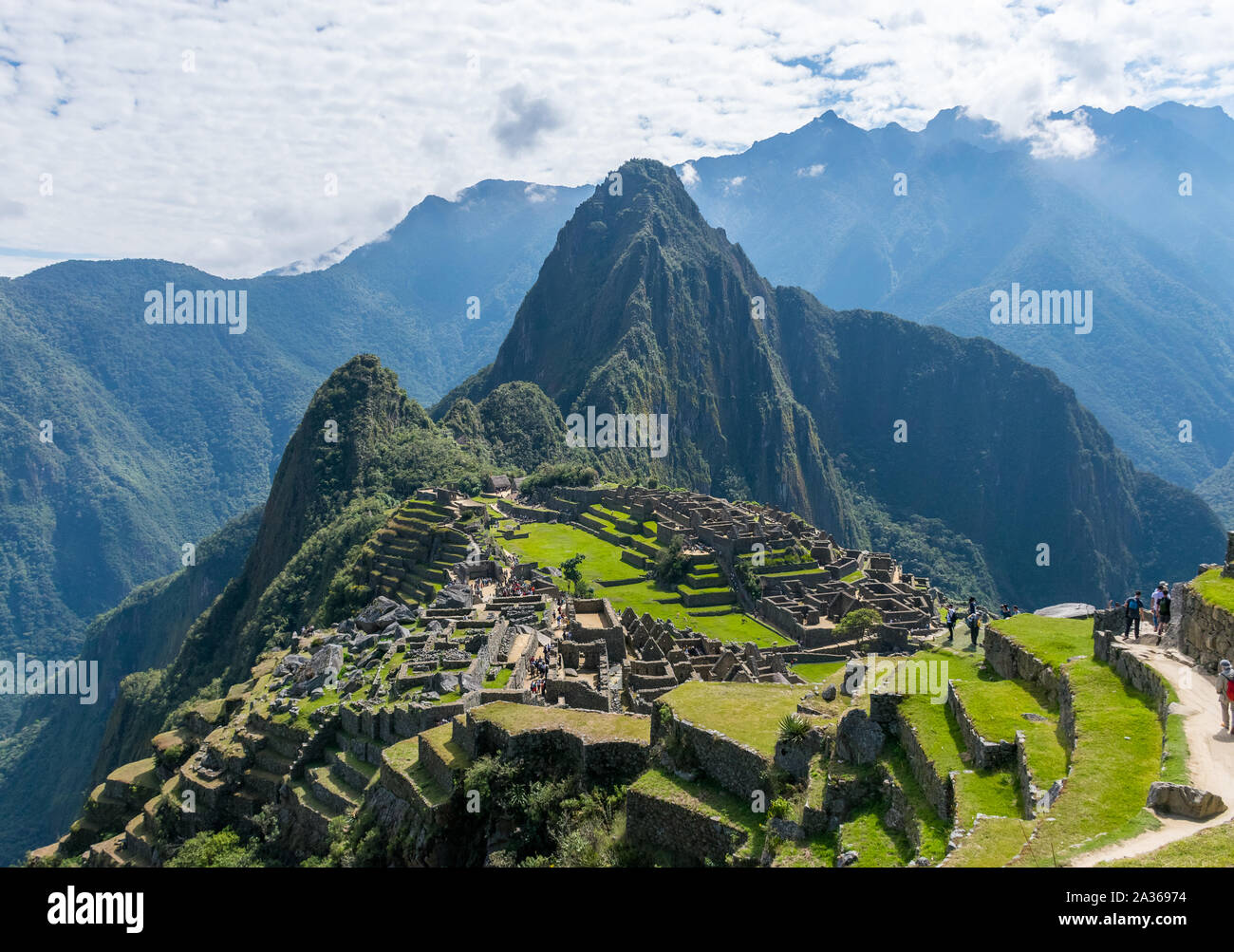 Inca site of Machu Picchu and the surrounding Andes mountains in Peru ...