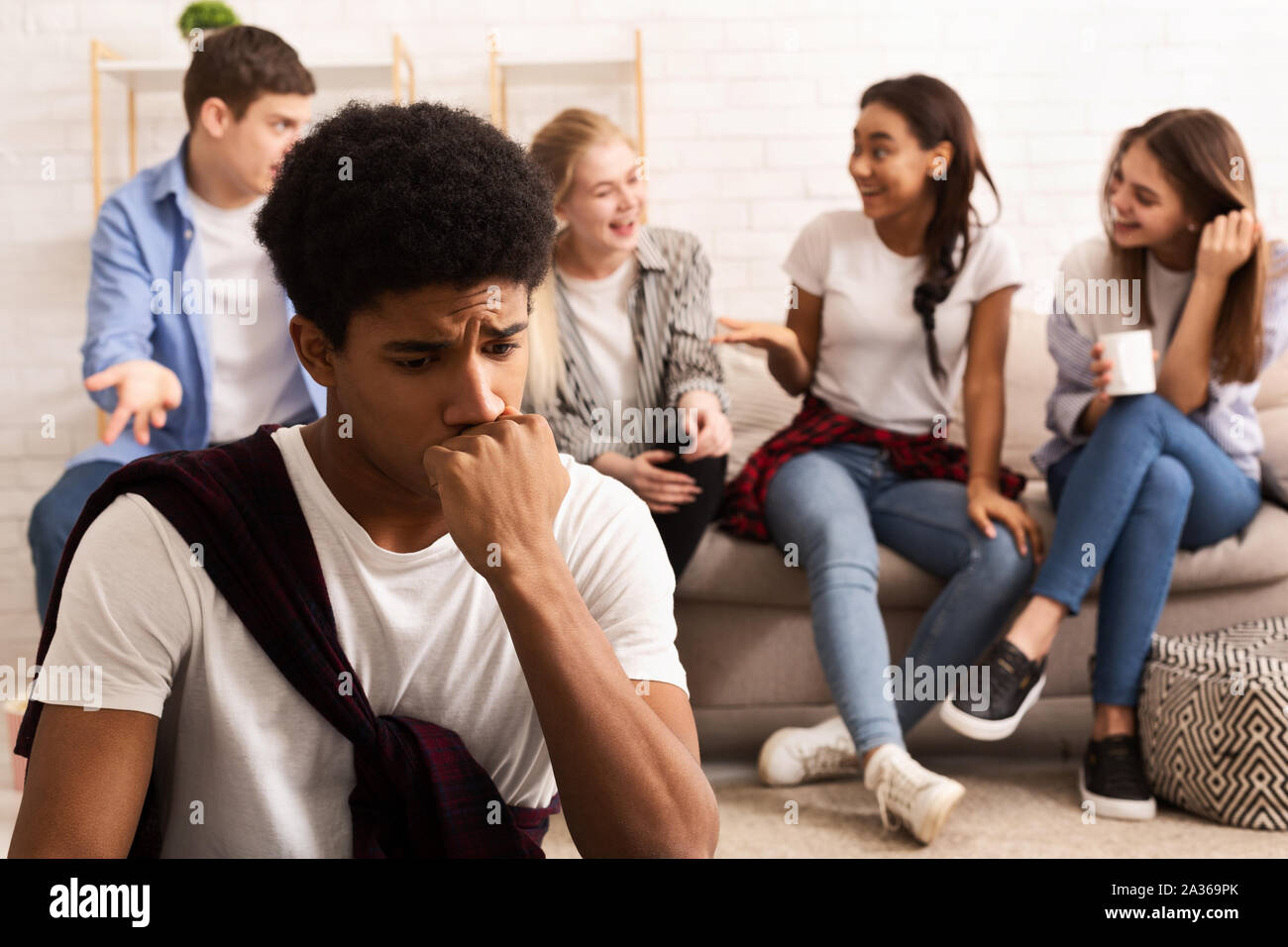 Upset girl feeling lonely, avoid talking to people Stock Photo - Alamy