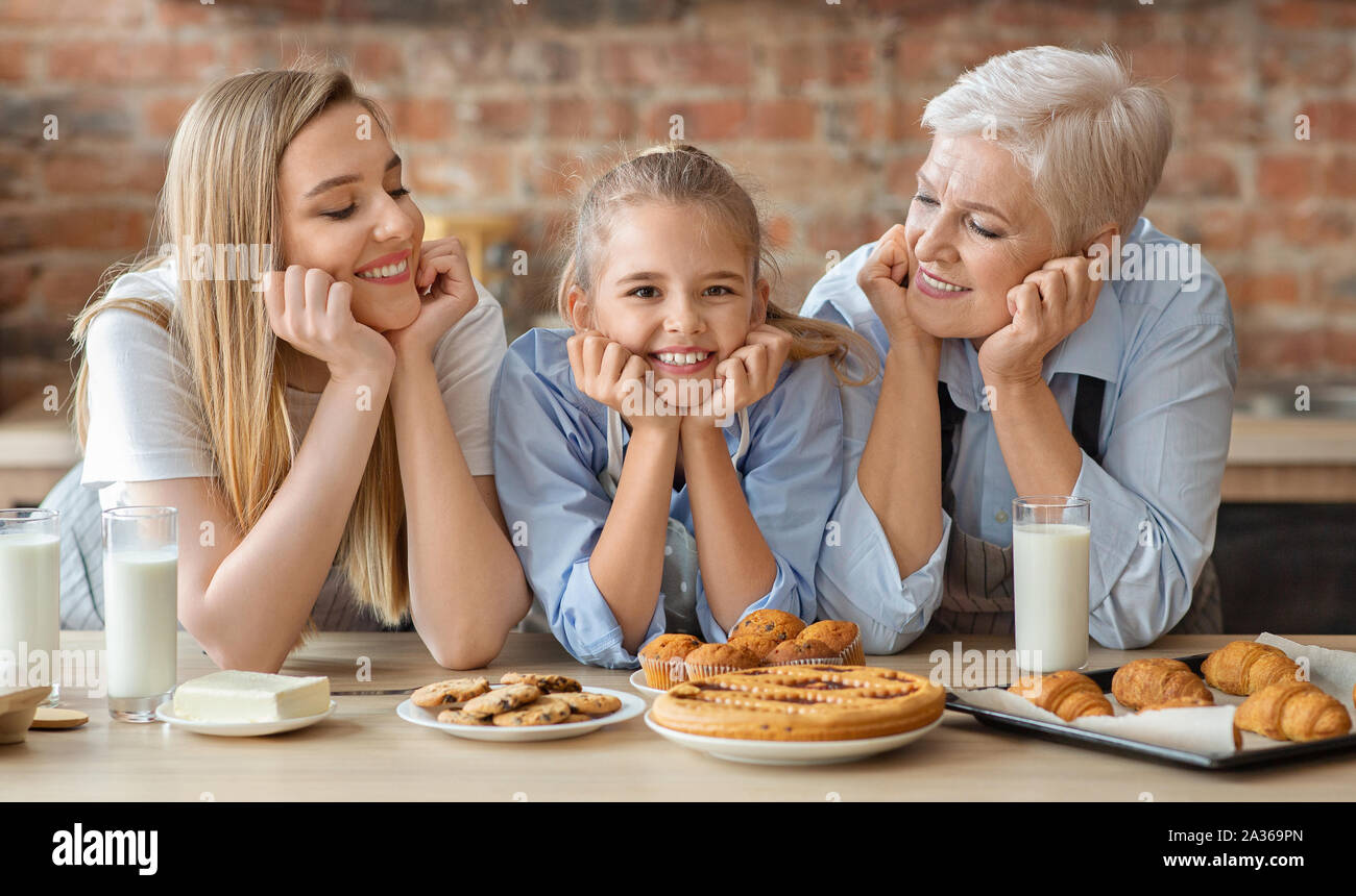 Happy loving family making bakery together at kitchen Stock Photo - Alamy