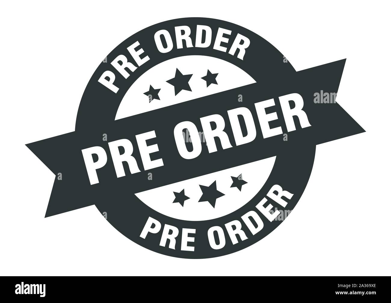pre order sign. pre order black round ribbon sticker Stock Vector Image ...