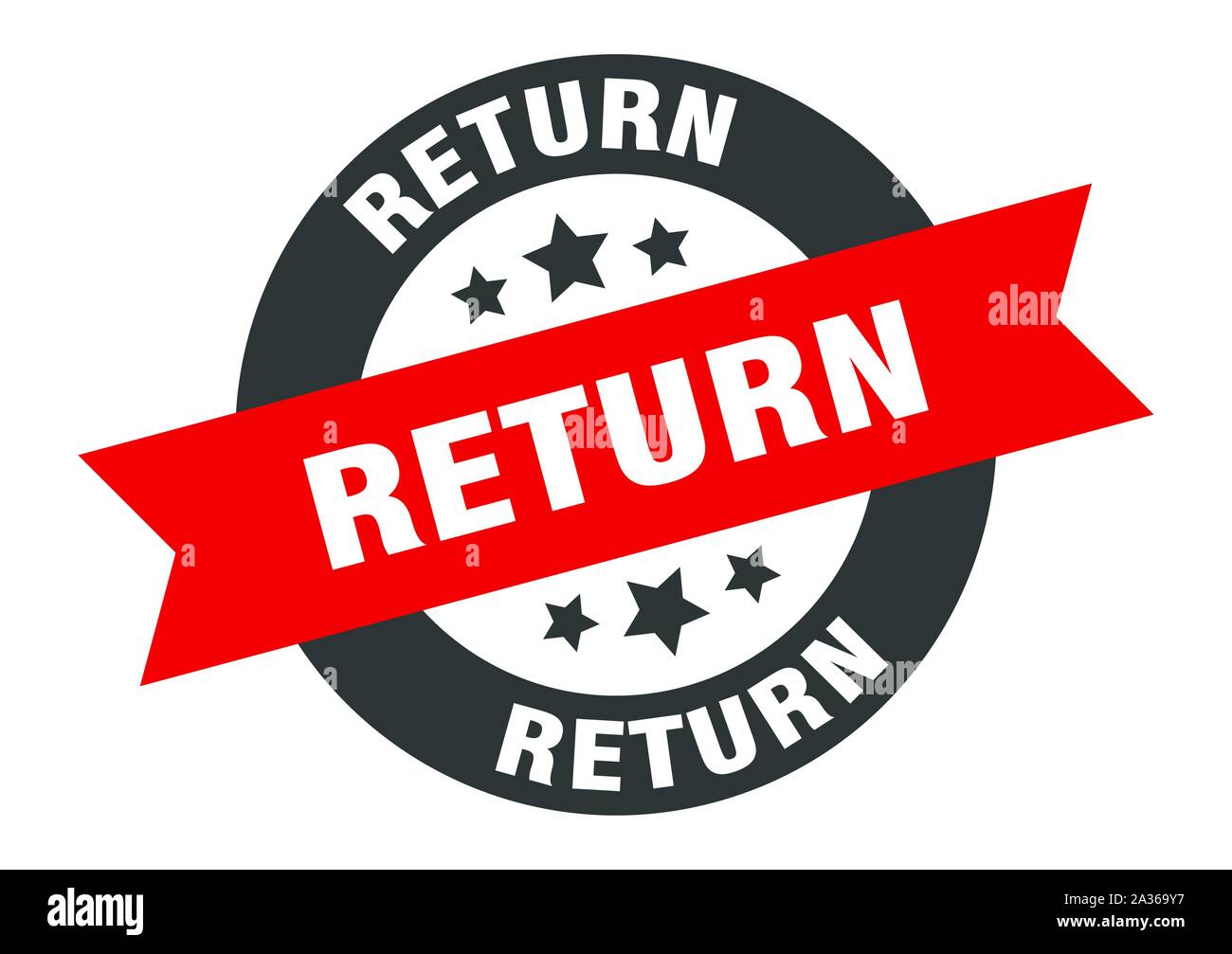 return sign. return black-red round ribbon sticker Stock Vector Image ...