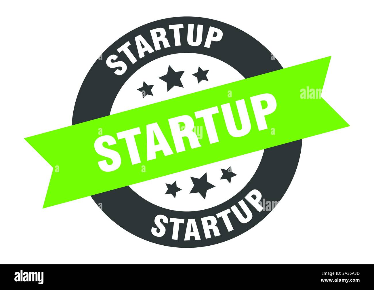 startup sign. startup black-green round ribbon sticker Stock Vector ...