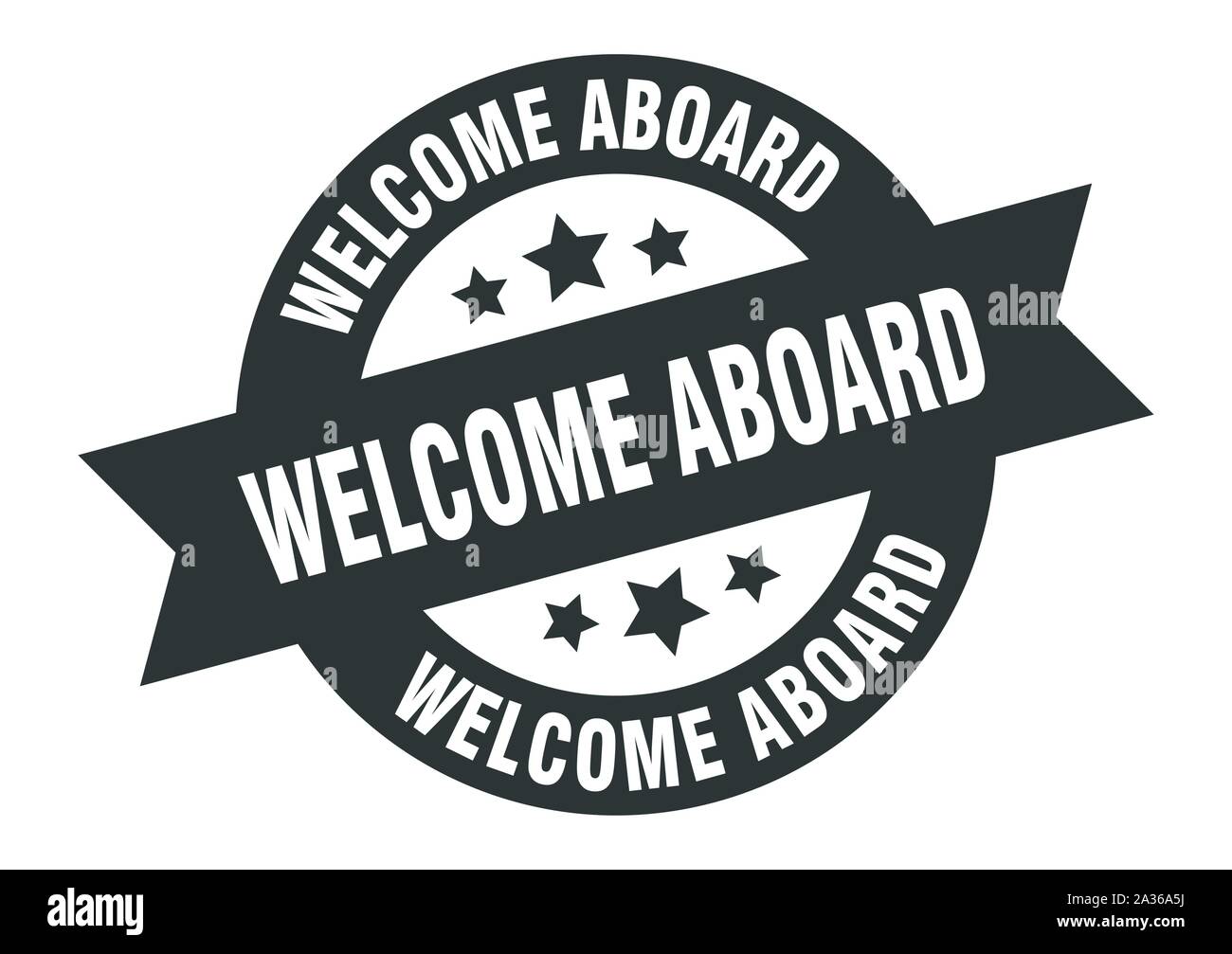 welcome aboard sign. welcome aboard black round ribbon sticker Stock ...