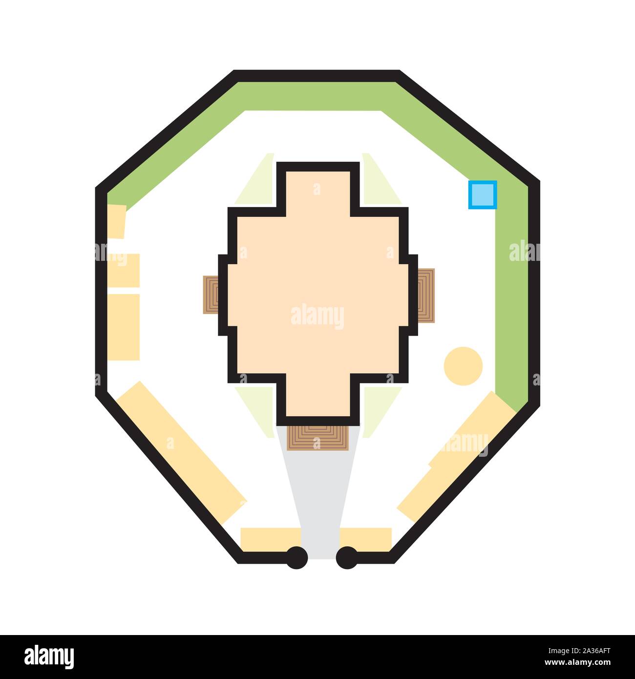 Architectural plan of Church compound. Medieval Orthodox Monastery ...