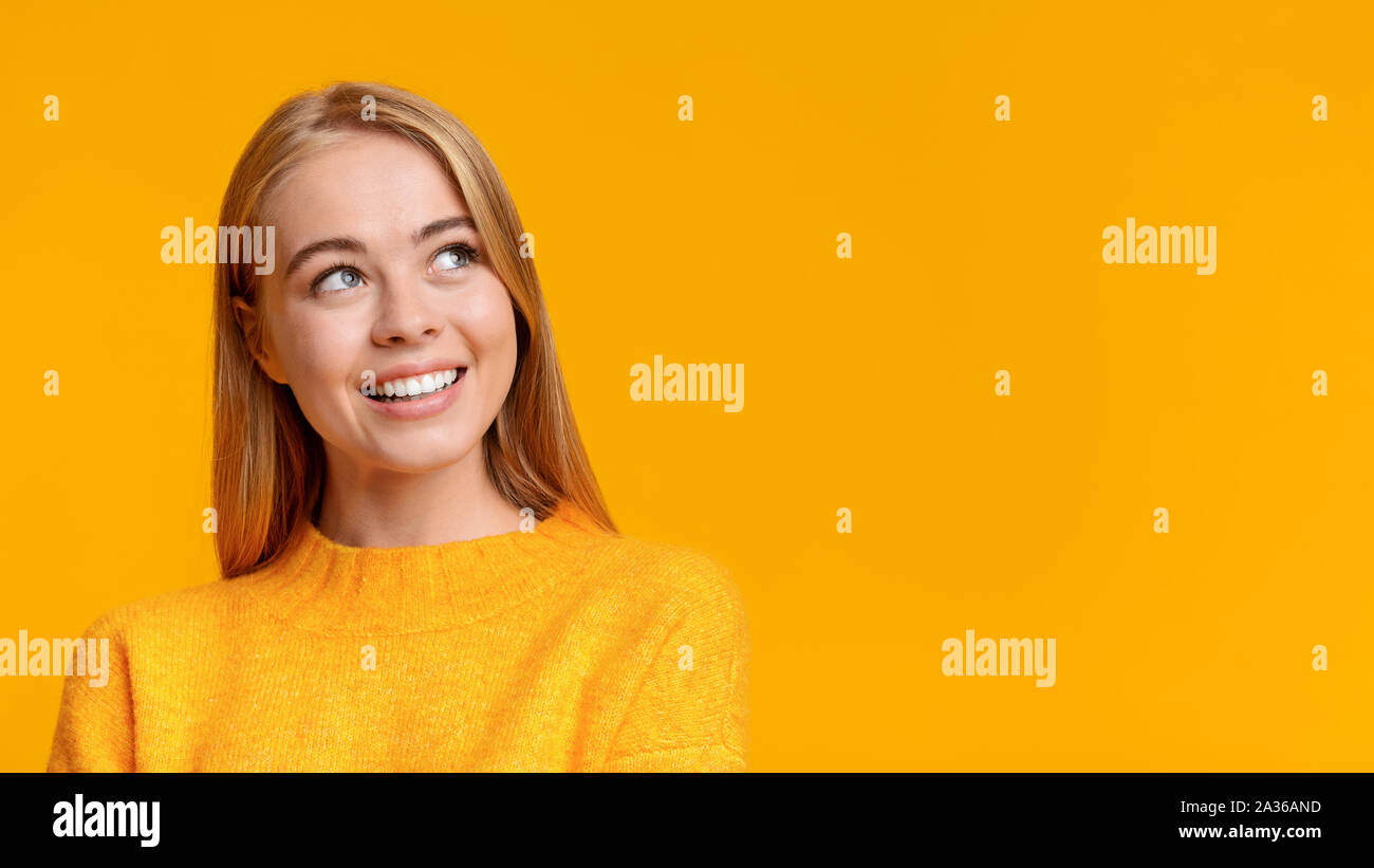 Portrait of beautiful pensive girl looking upwards Stock Photo - Alamy