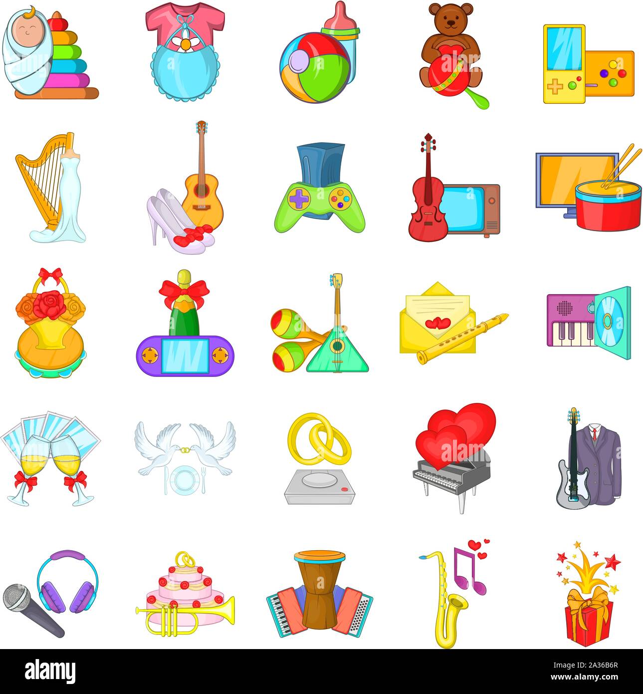 Creation of family icons set, cartoon style Stock Vector Image & Art ...