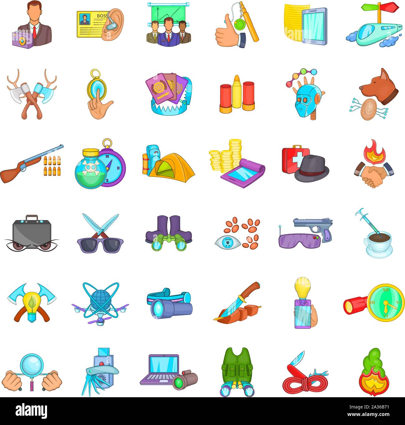 Hunting for head icons set, cartoon style Stock Vector Image & Art - Alamy