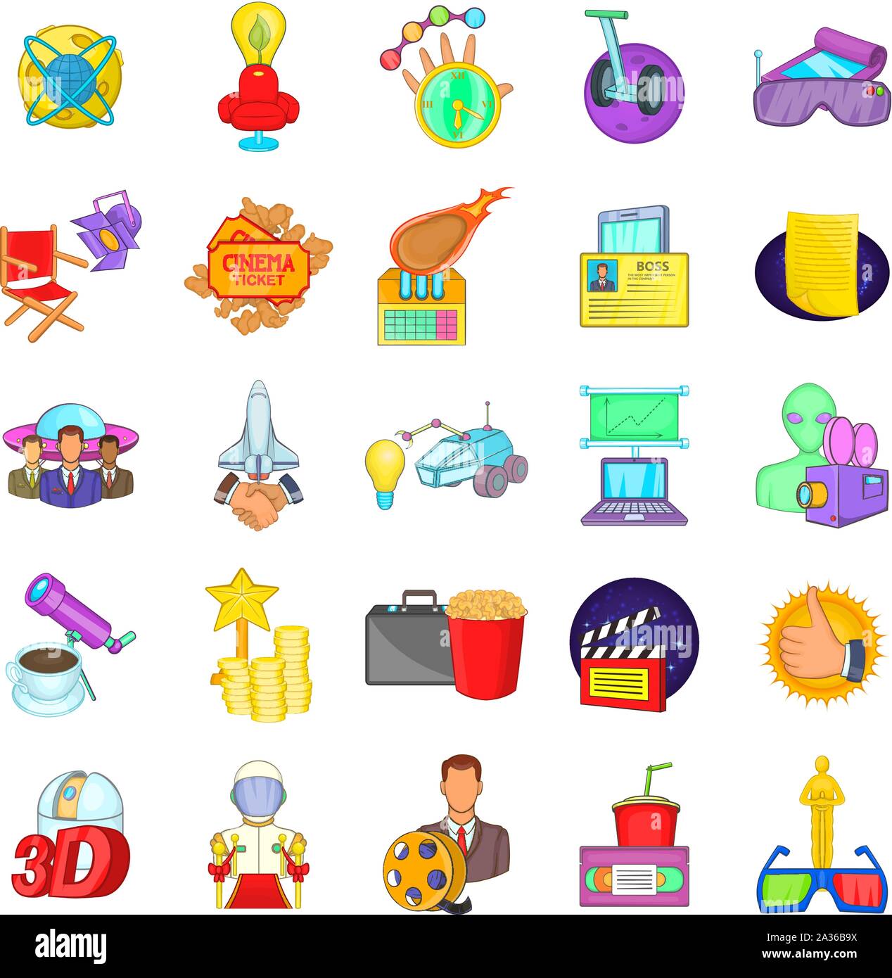 Fiction movie icons set, cartoon style Stock Vector Image & Art - Alamy