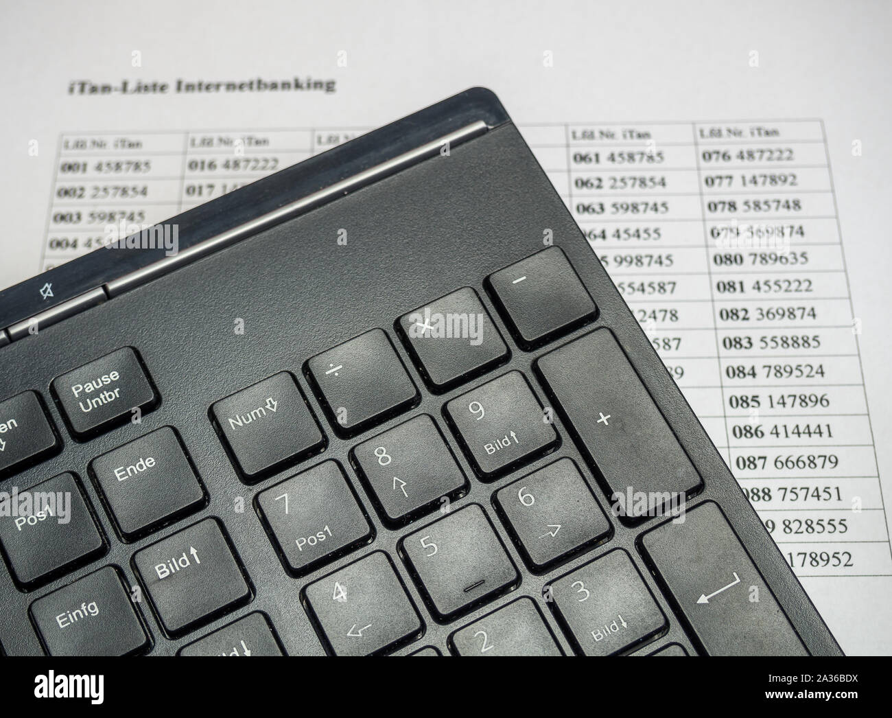 Keyboard with tan list Stock Photo - Alamy