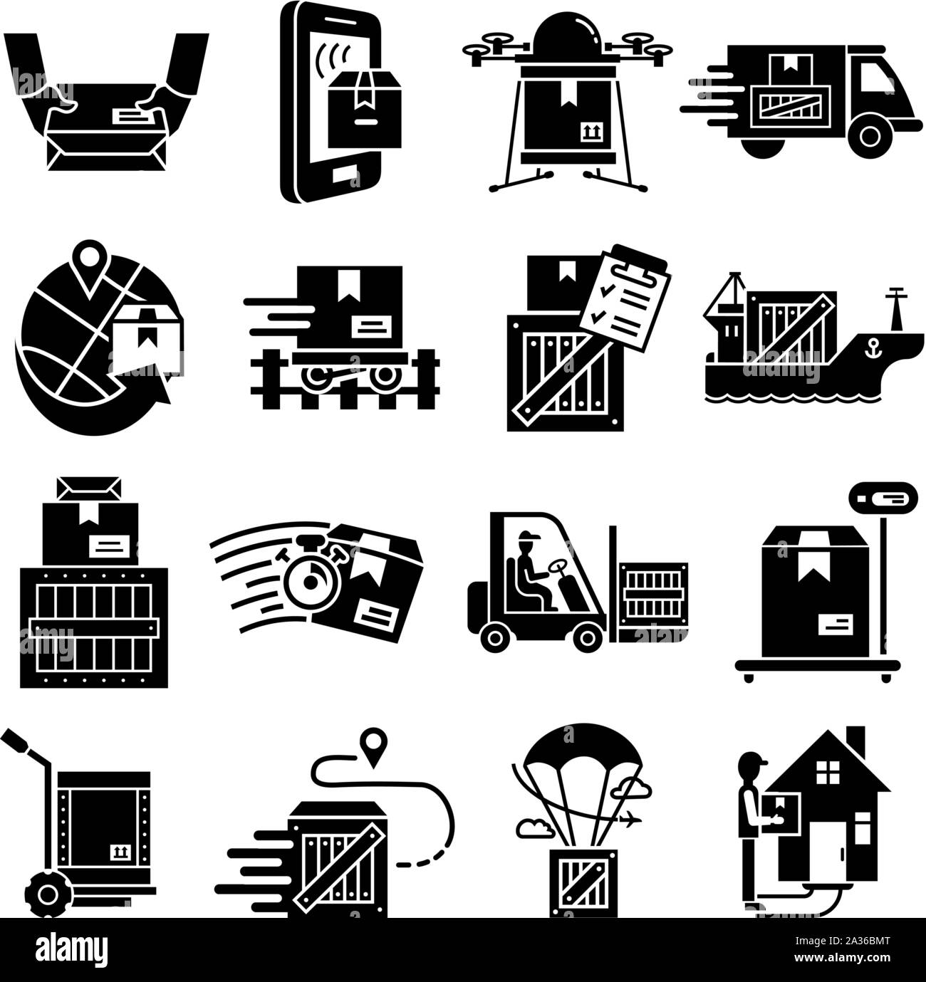 Parcel delivery icons set, simple style Stock Vector Image & Art - Alamy