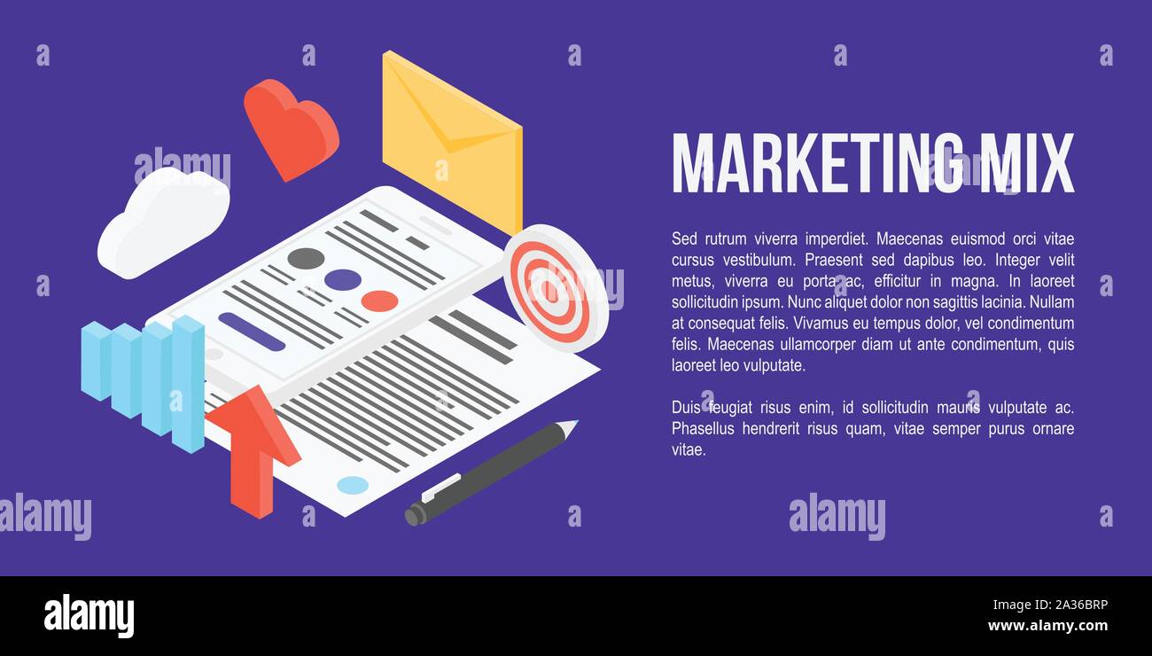 Marketing mix concept banner, isometric style Stock Vector Image & Art ...