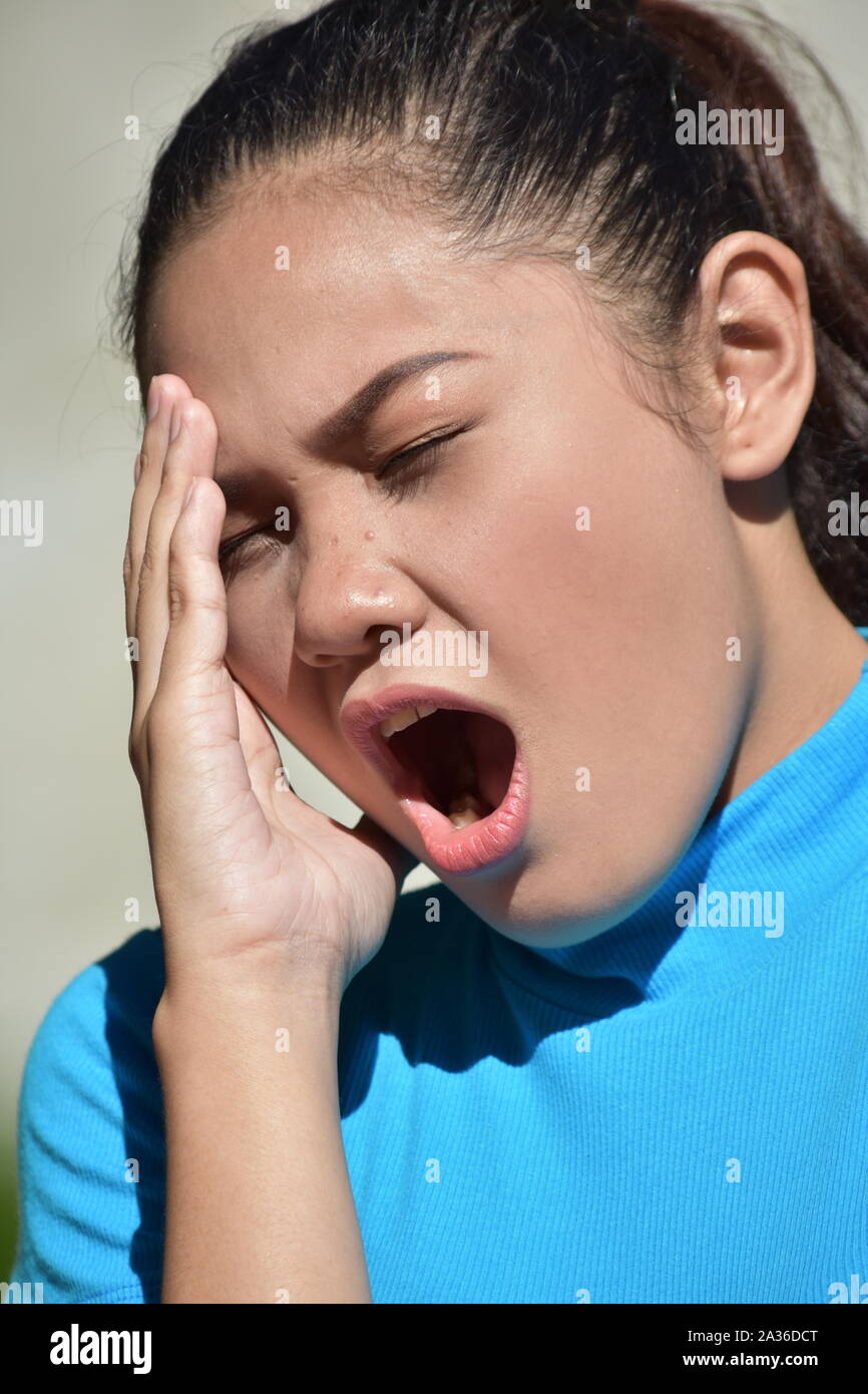 An A Tired Female Woman Stock Photo - Alamy