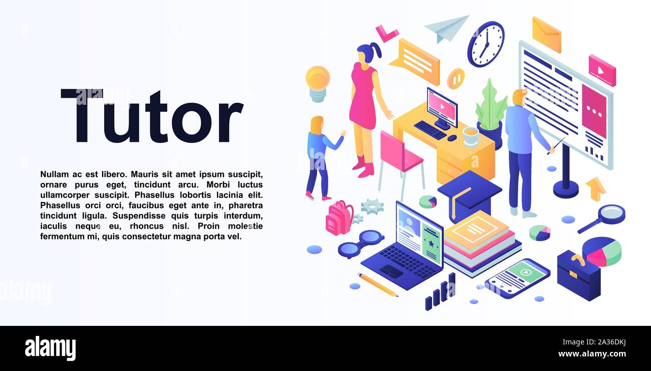 Tutoring concept banner, isometric style Stock Vector Image & Art - Alamy