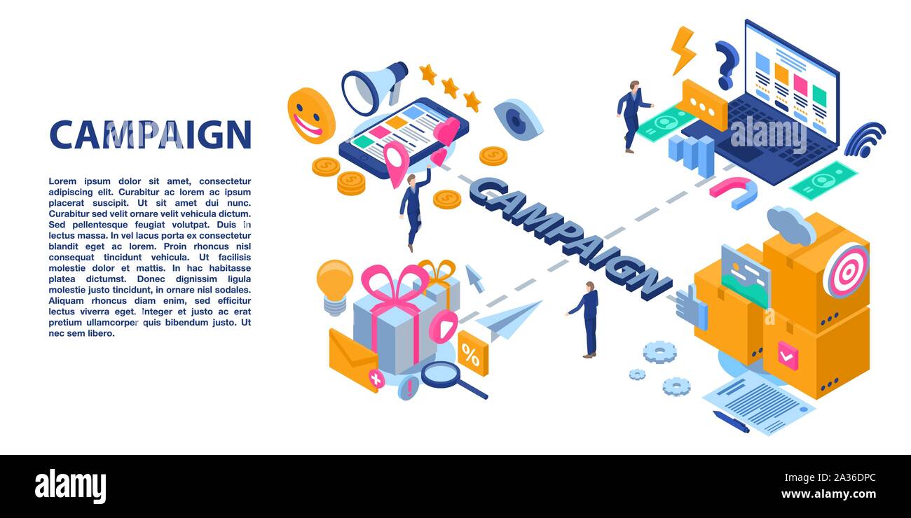 Campaign adword concept banner, isometric style Stock Vector Image ...