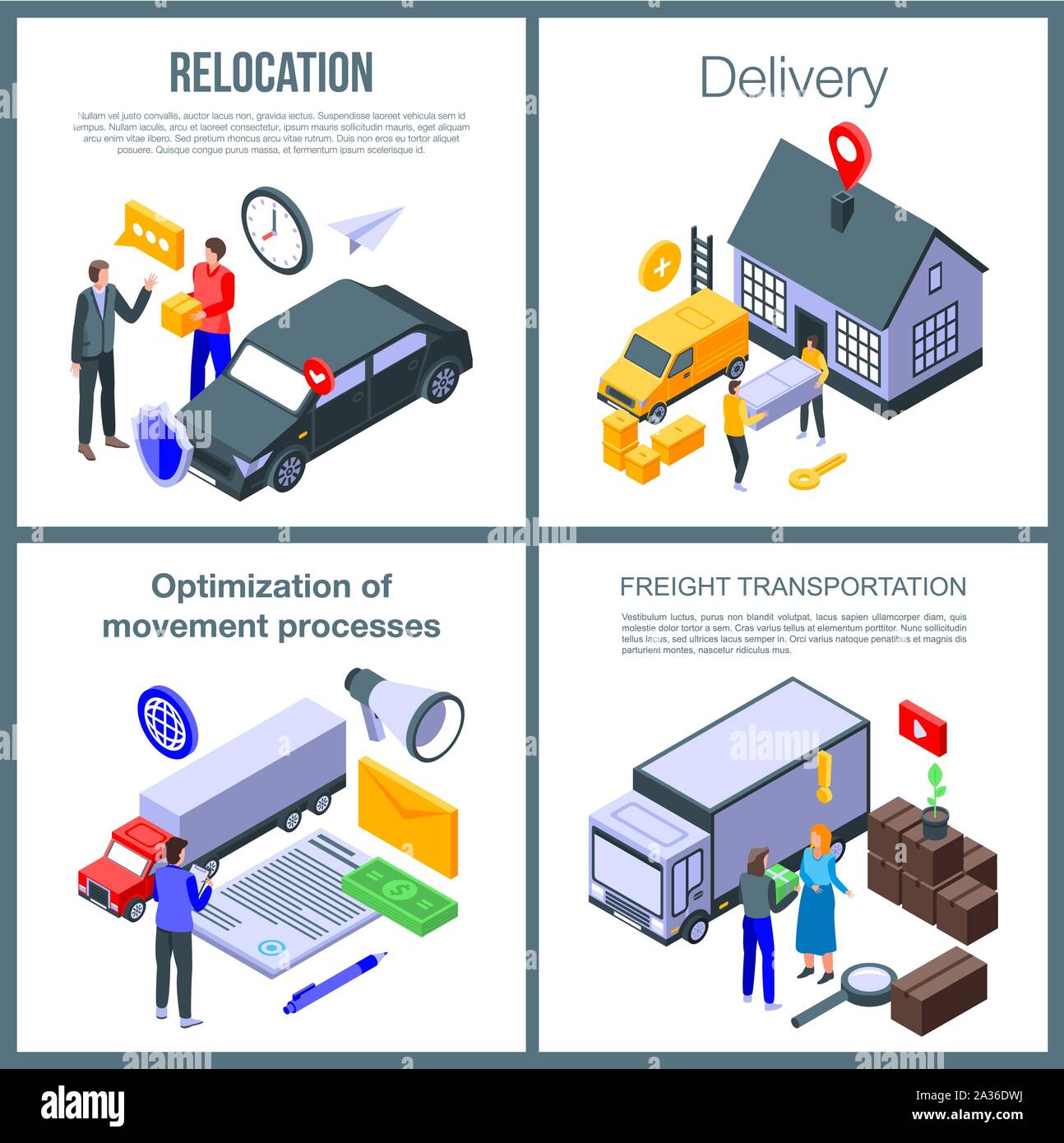 Relocation banner set, isometric style Stock Vector Image & Art - Alamy
