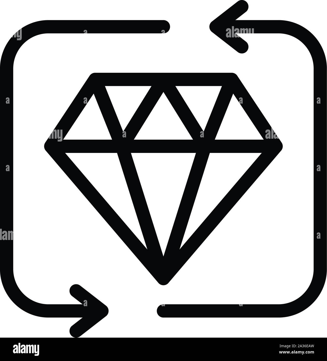 Diamond and arrows around icon, outline style Stock Vector Image & Art ...