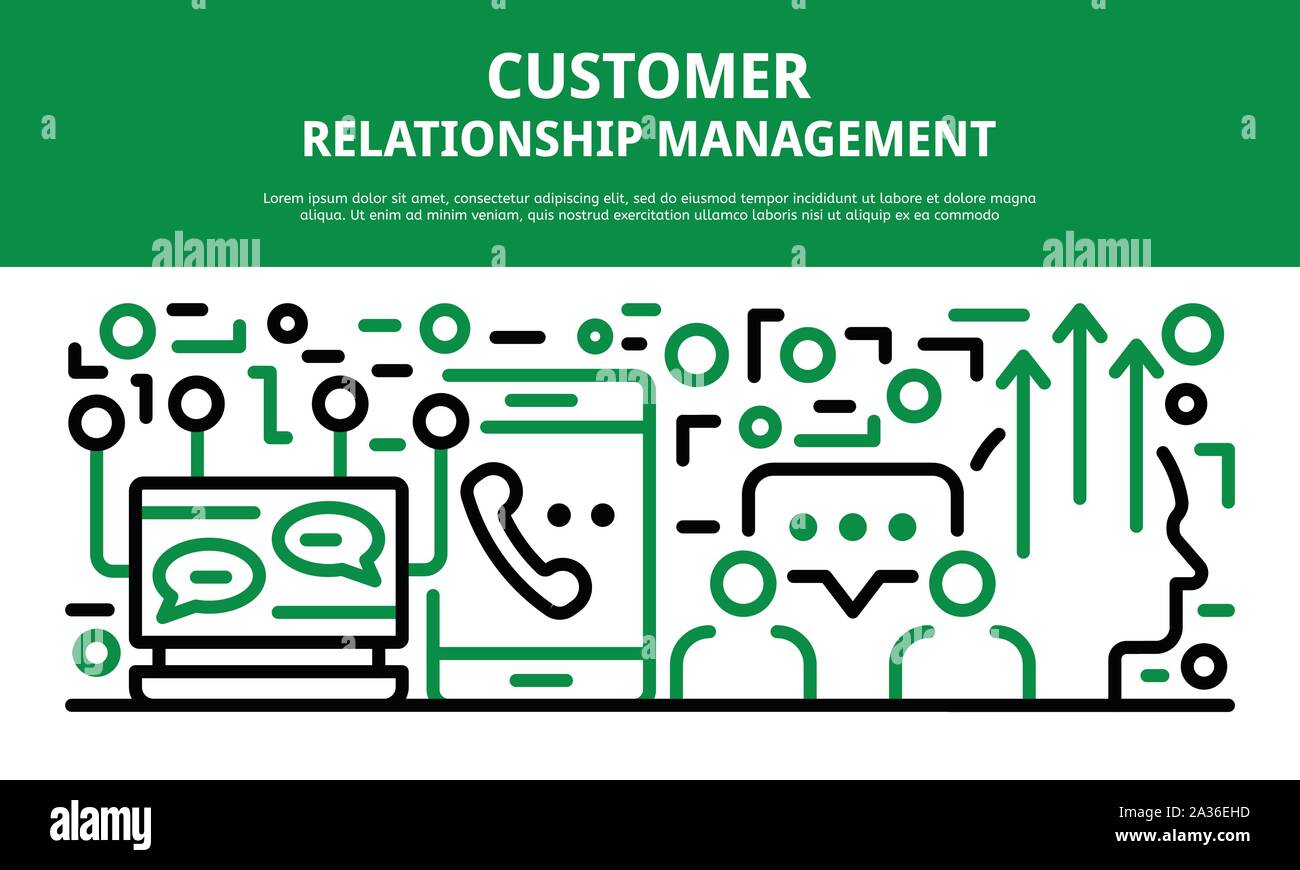 Customer relationship management banner, outline style Stock Vector ...