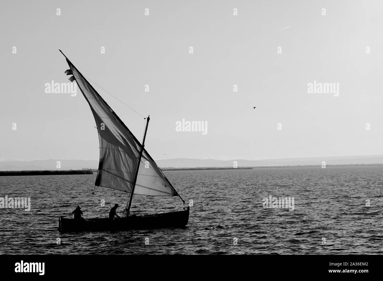 Small boat in mediterranean Black and White Stock Photos & Images - Alamy