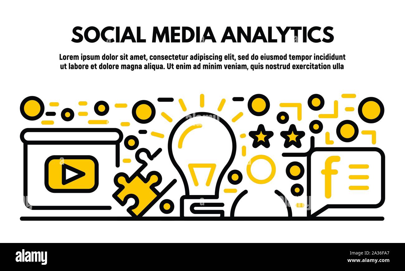 Social media analytics banner, outline style Stock Vector Image & Art ...