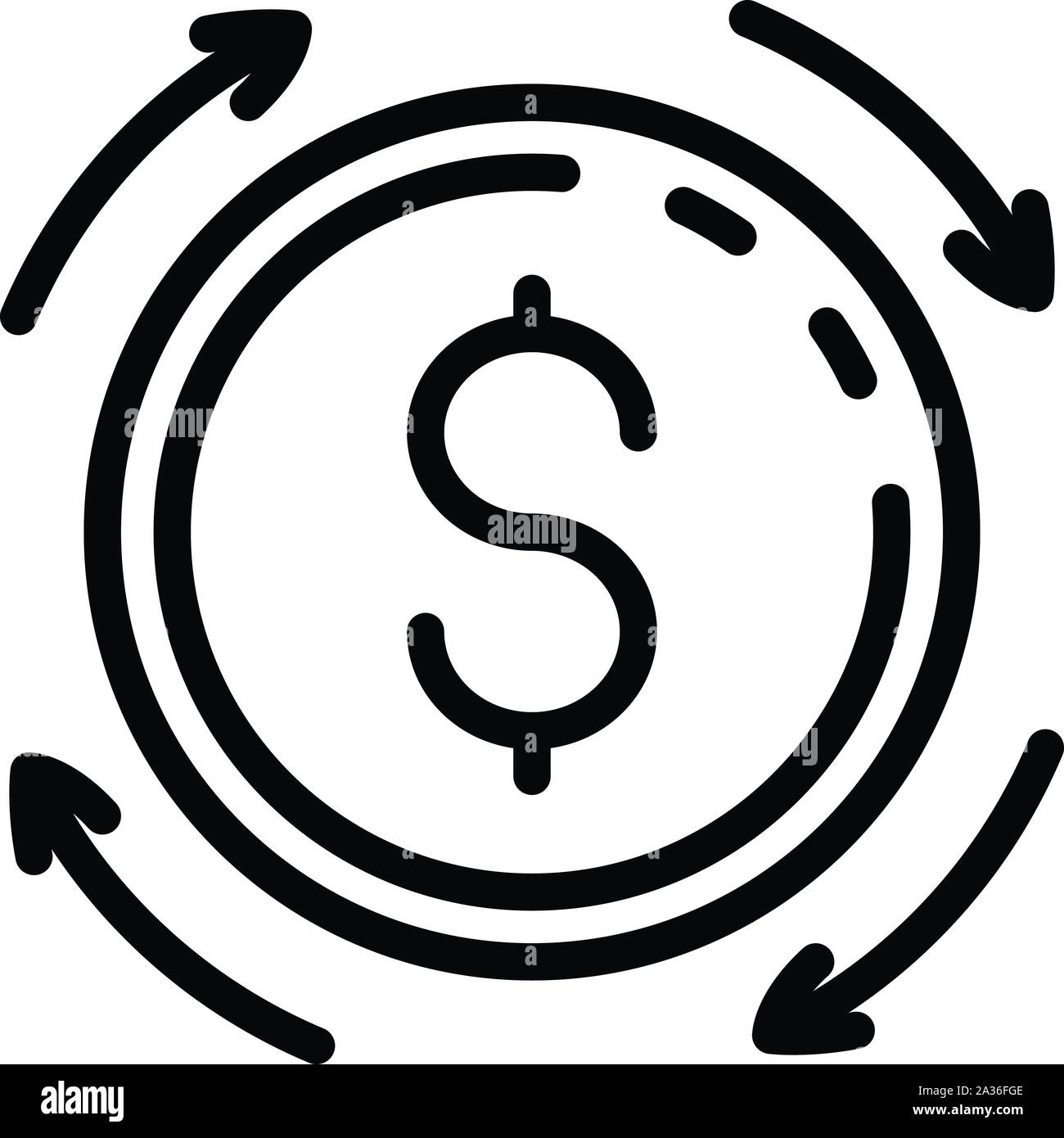 Coin and arrows around icon, outline style Stock Vector Image & Art - Alamy