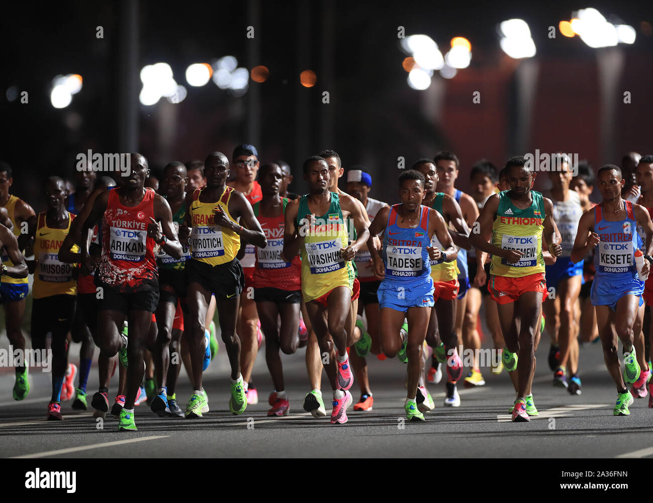 Competitors start the mens marathon during day nine of the IAAF World ...