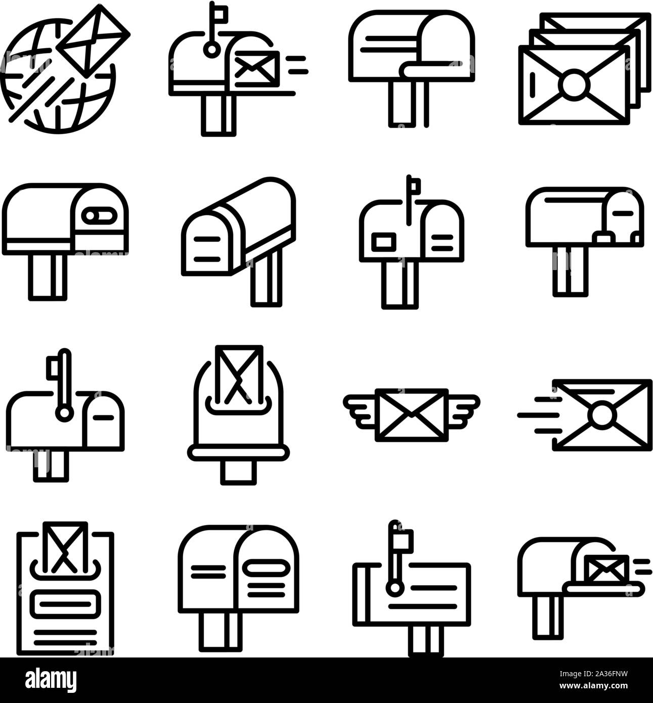 Mailbox icons set, outline style Stock Vector Image & Art - Alamy
