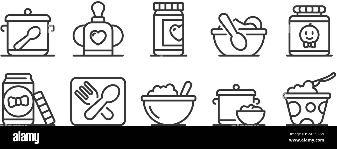 Baby kitchen icons set, outline style Stock Vector Image & Art - Alamy