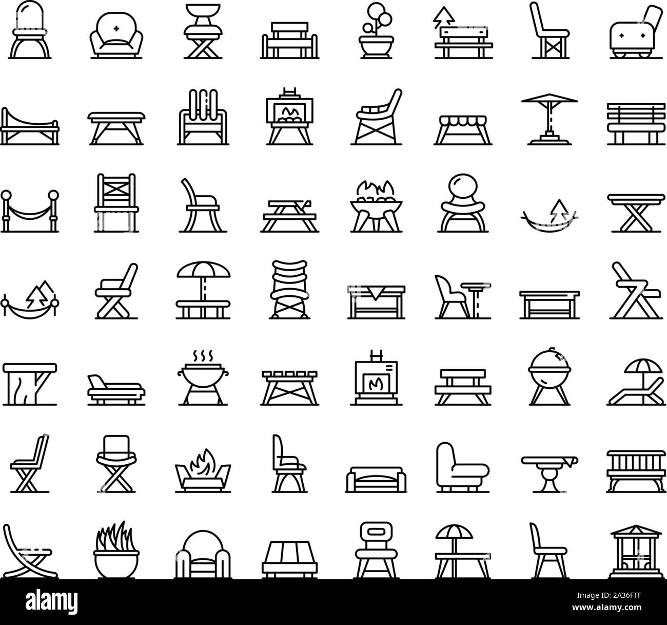 Garden furniture icons set, outline style Stock Vector Image & Art - Alamy