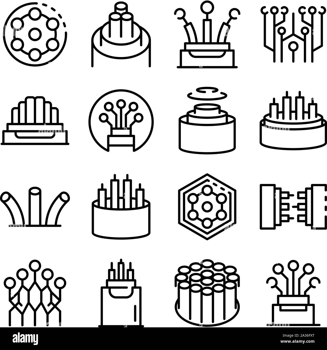 Optical fiber icons set, outline style Stock Vector Image & Art - Alamy