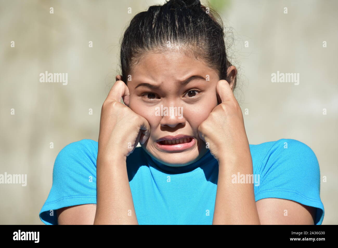 An A Fearful Youthful Female Stock Photo - Alamy