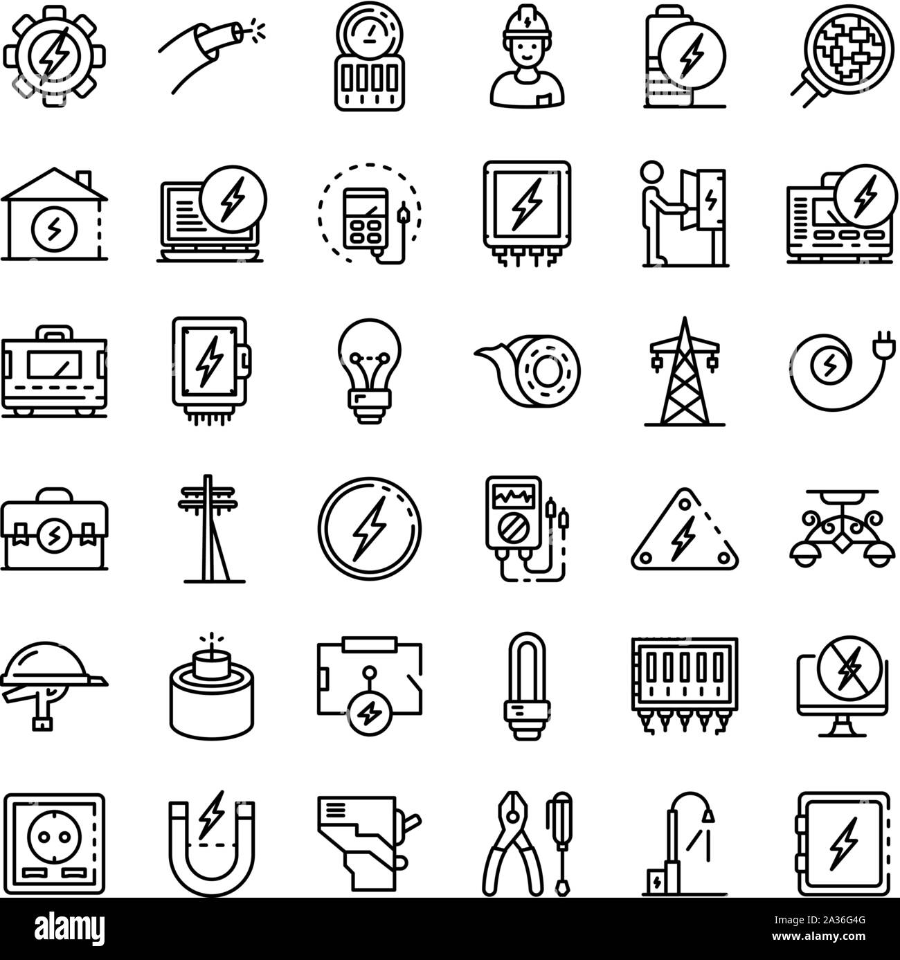 Electrician service icons set, outline style Stock Vector Image & Art ...