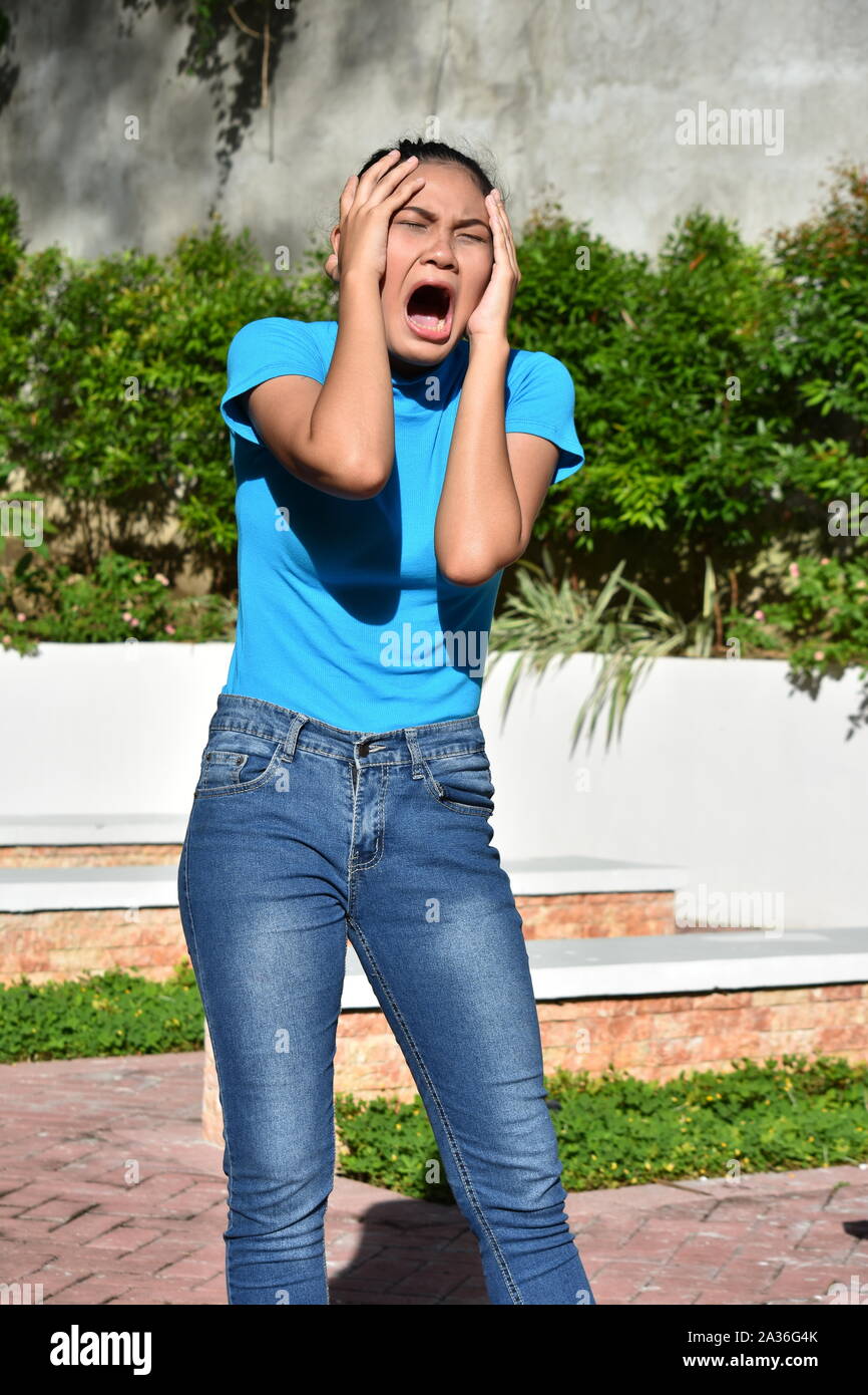 An Asian Woman And Anxiety Stock Photo - Alamy