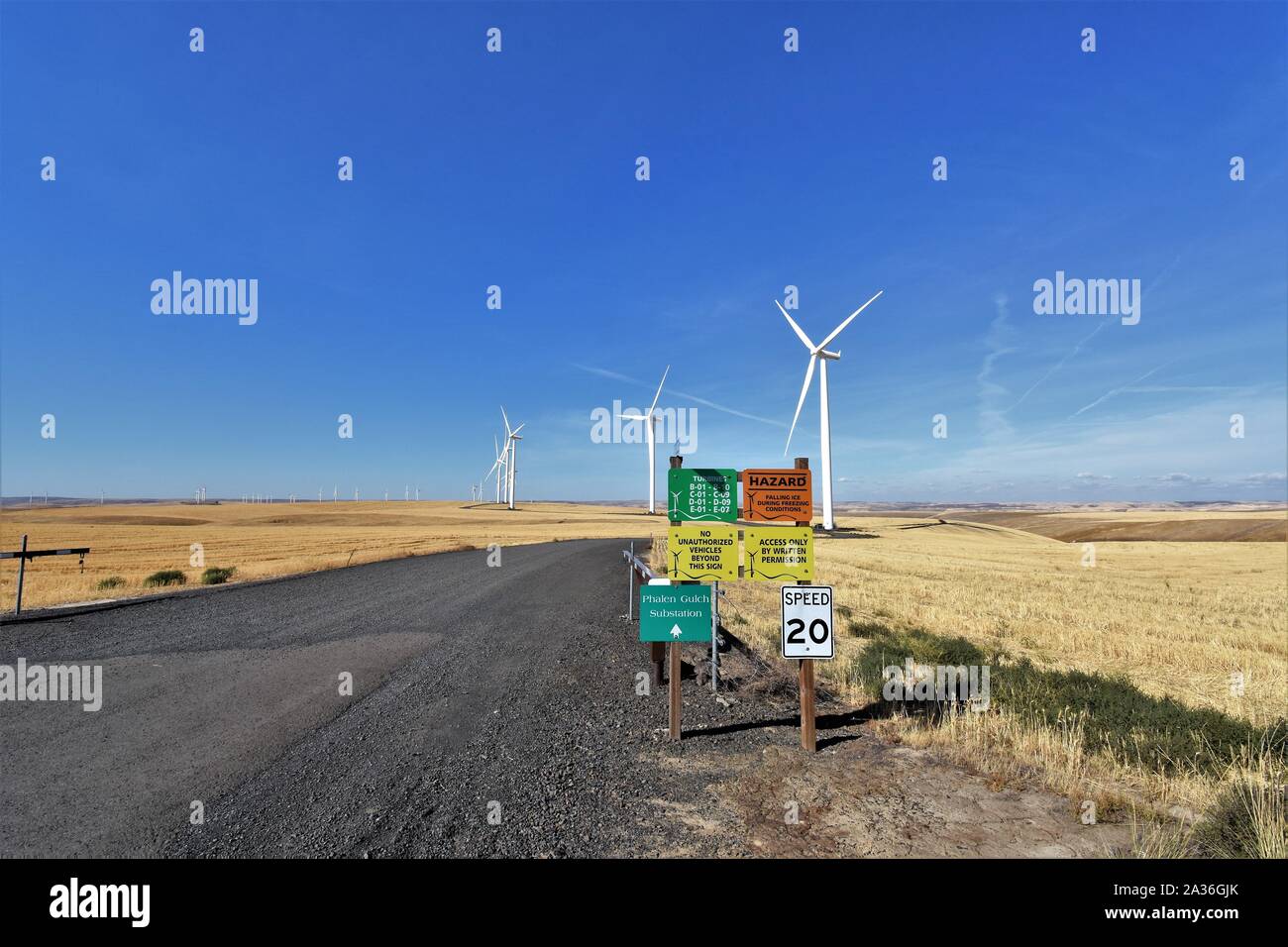 Wind turbines in far southeastern Washington state, in the USA, in the ...