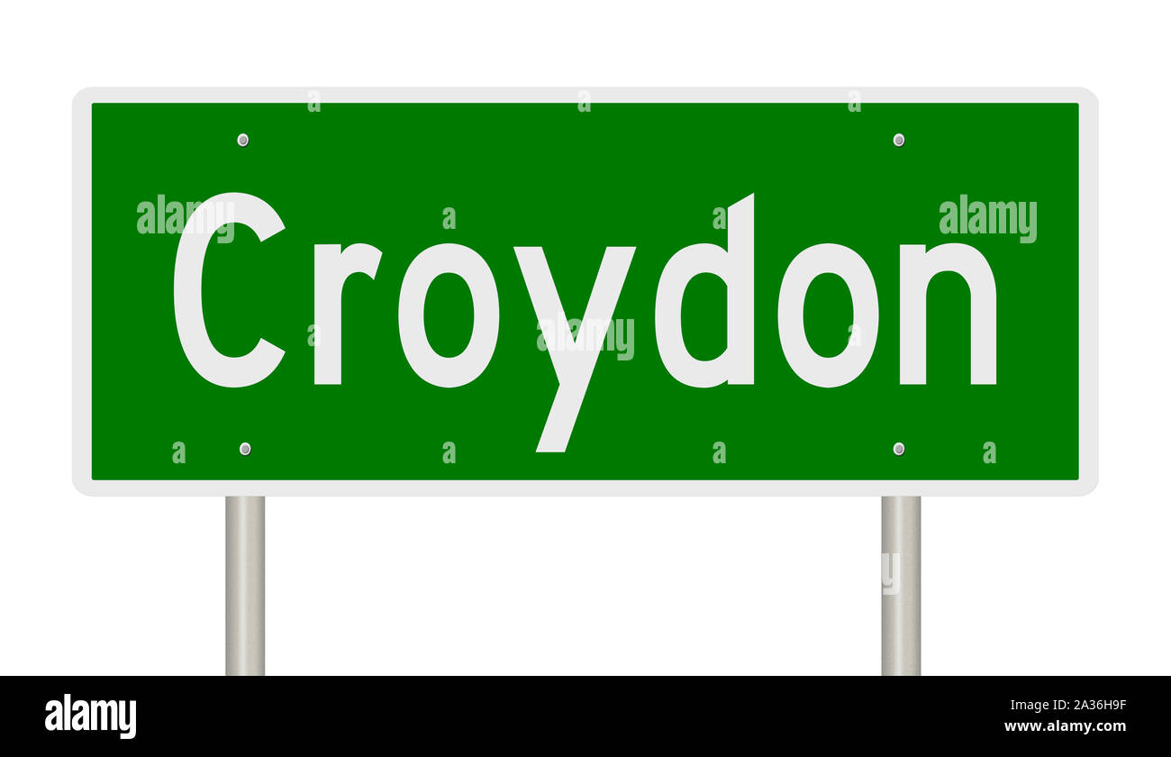 Rendering of a green 3d highway sign for Croydon in England Stock Photo ...