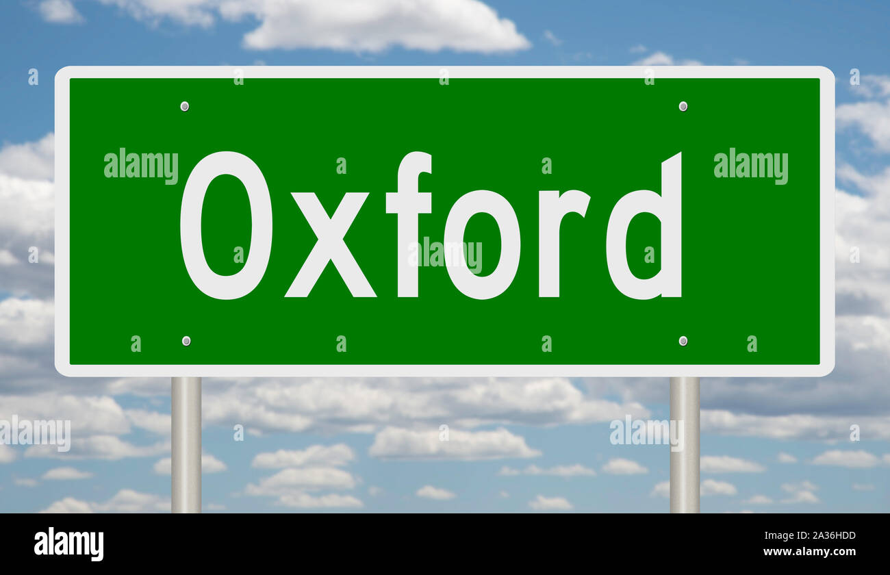 Rendering of a green 3d highway sign for Oxford in England Stock Photo ...