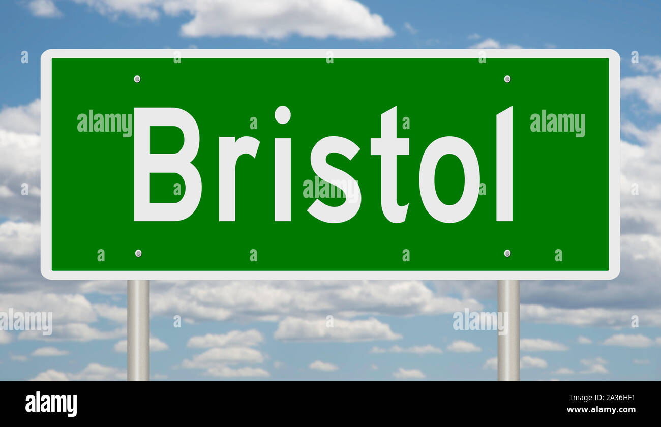 Rendering of a green 3d highway sign for Bristol in England Stock Photo ...