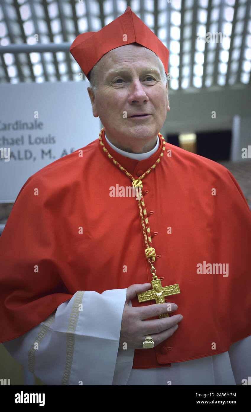 New Cardinal, English prelate Michael Louis Fitzgerald gestures as he ...
