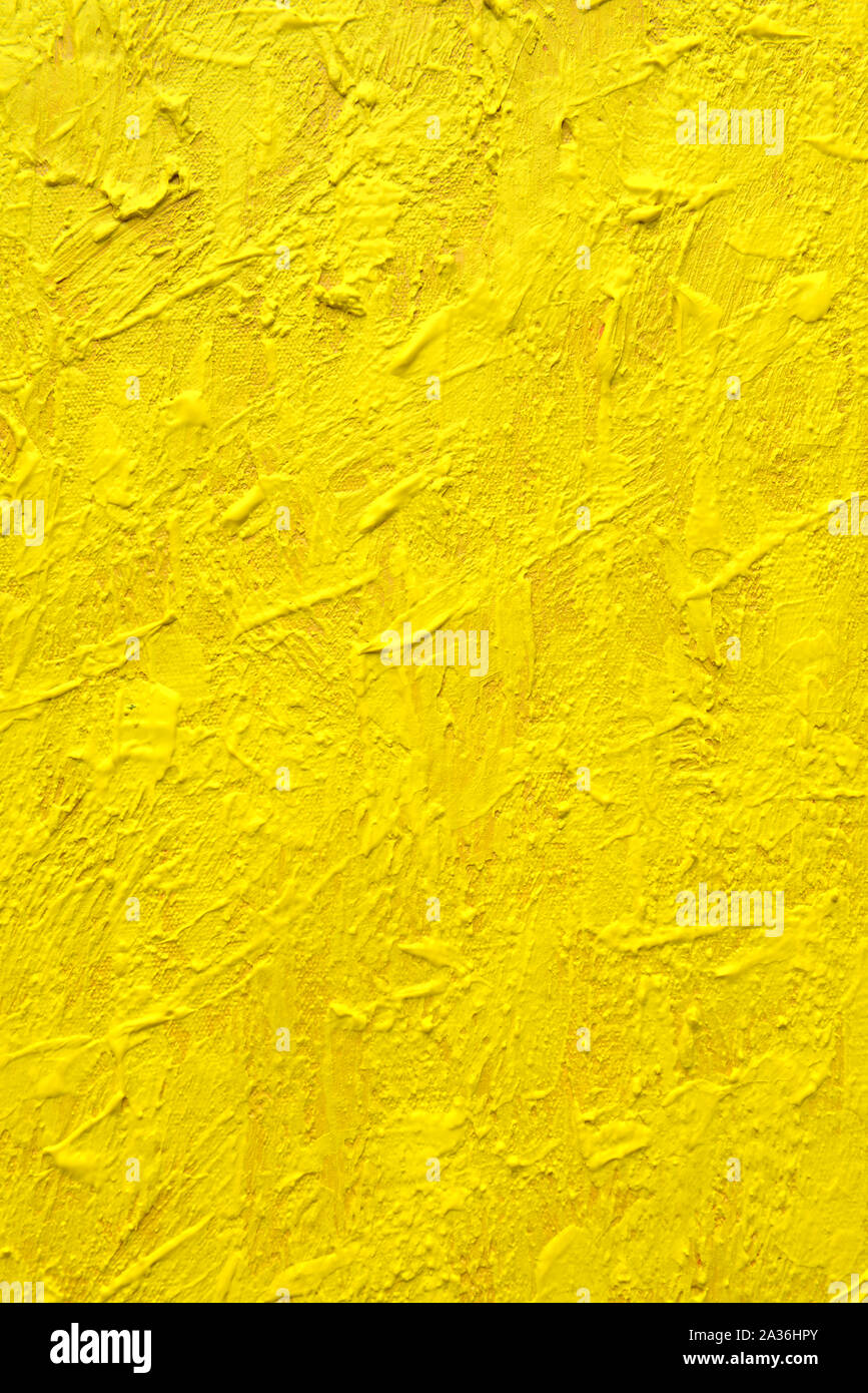 Abstract art background. Yellow acrylic painting on canvas. Color ...