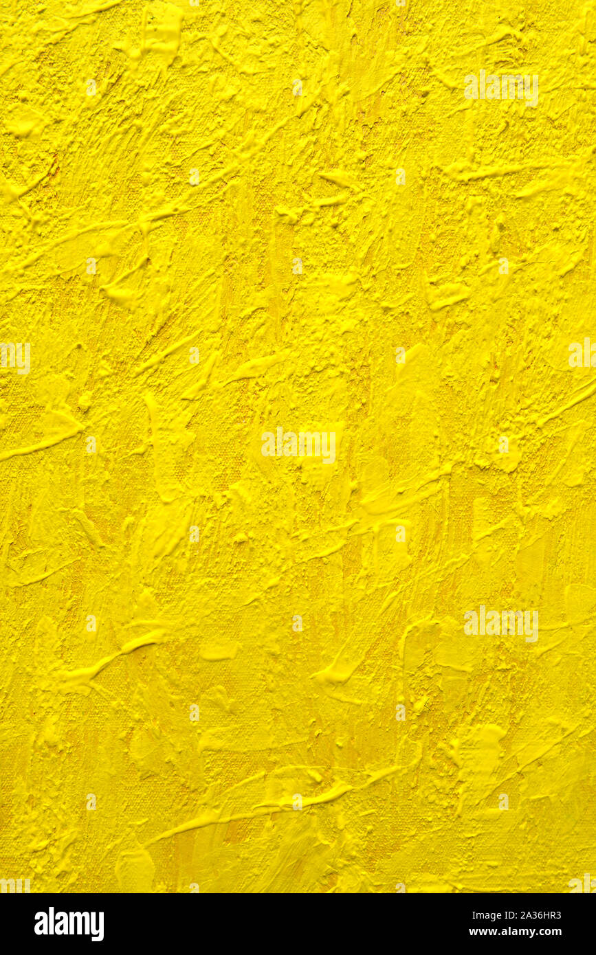 Abstract art background. Yellow acrylic painting on canvas. Color ...