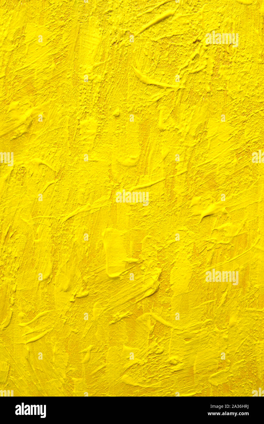 Abstract art background. Yellow acrylic painting on canvas. Color ...