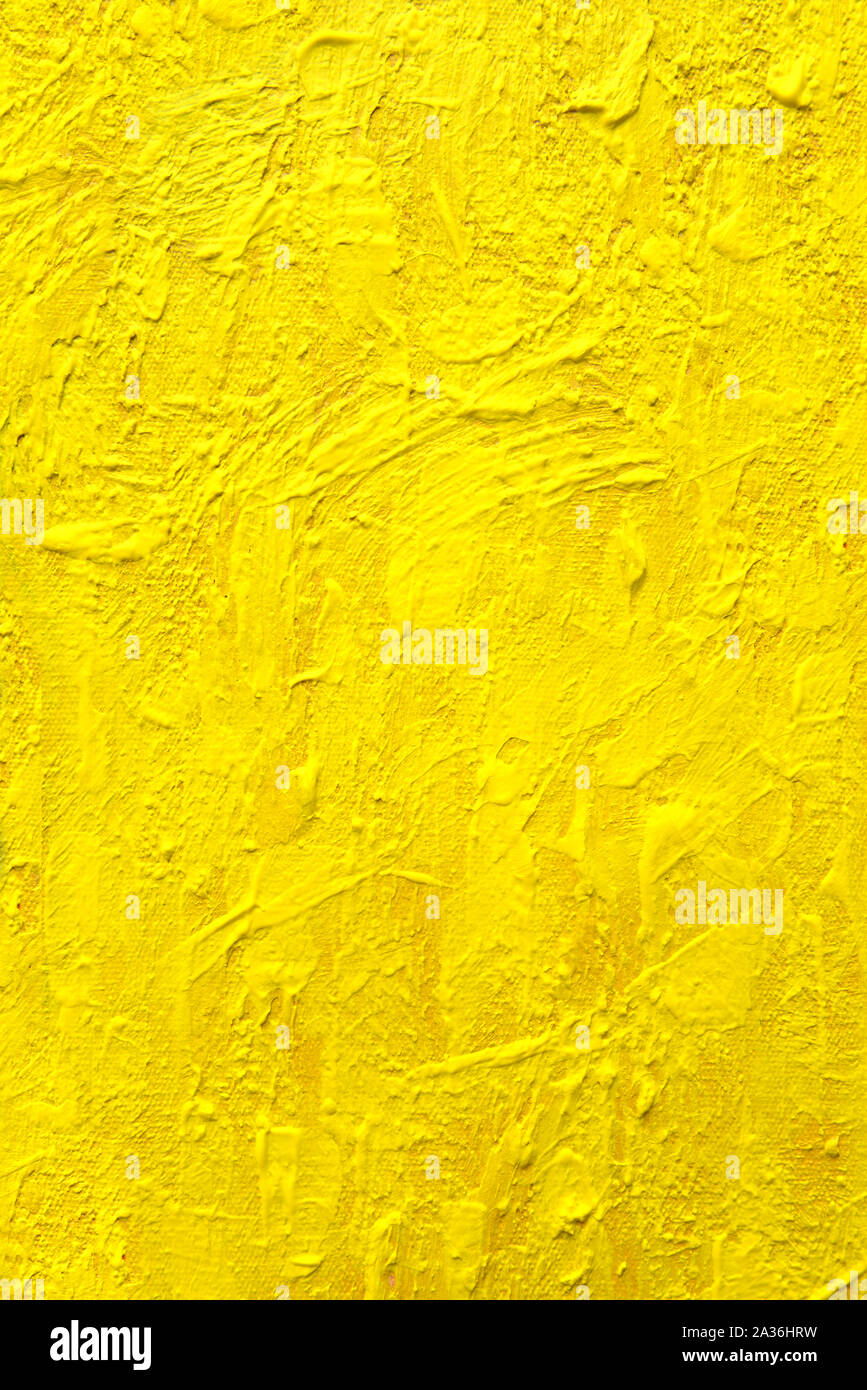 Abstract art background. Yellow acrylic painting on canvas. Color ...