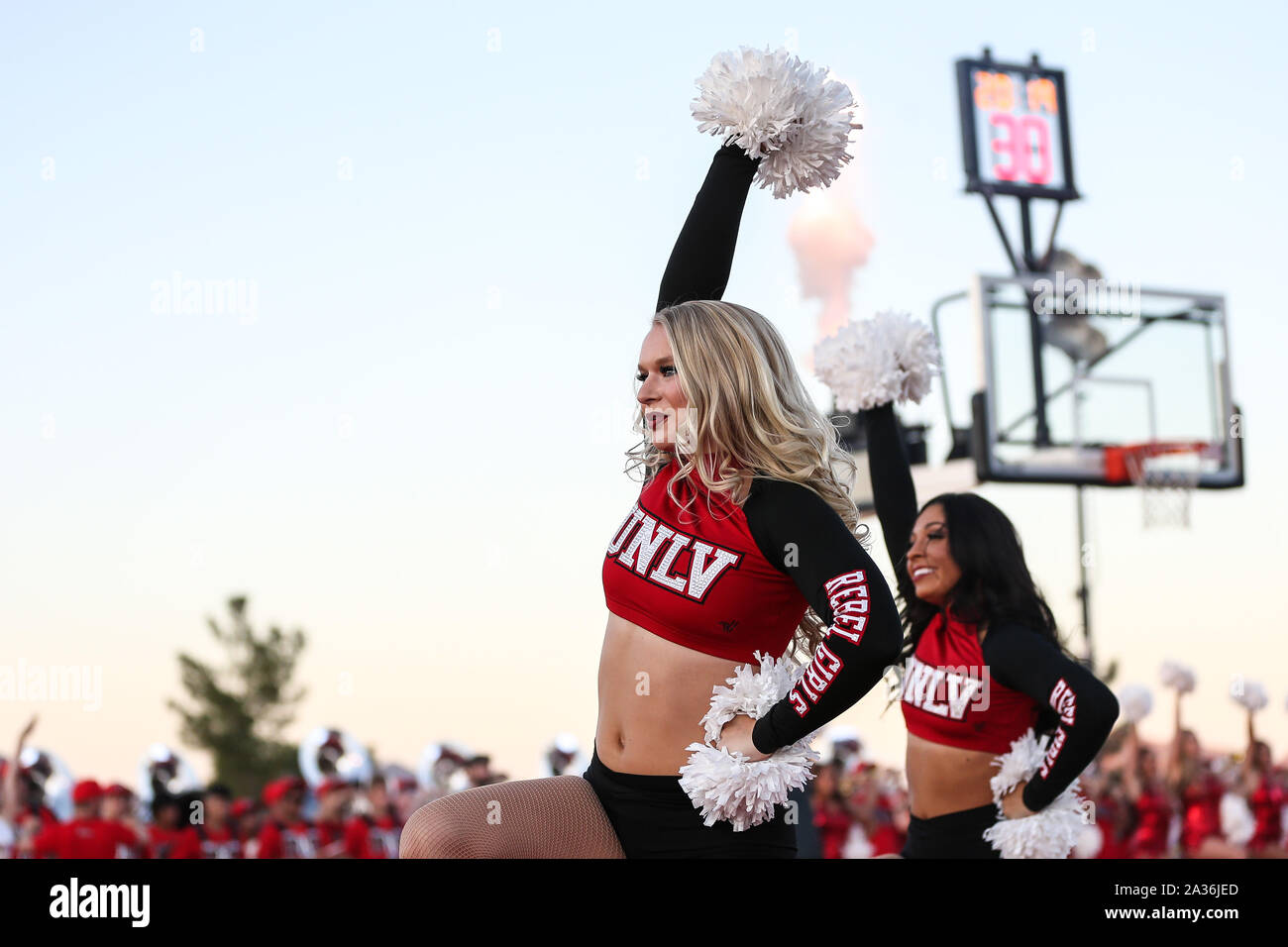 Las Vegas, NV, USA. 5th Oct, 2019. Members of the cheer team perform ...