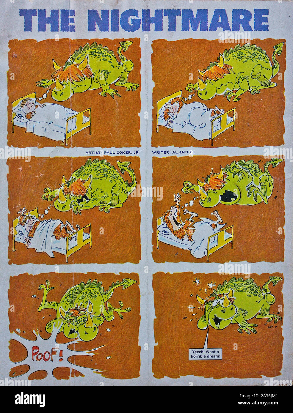 Cartoon of child being attacked by green monster Stock Photo - Alamy