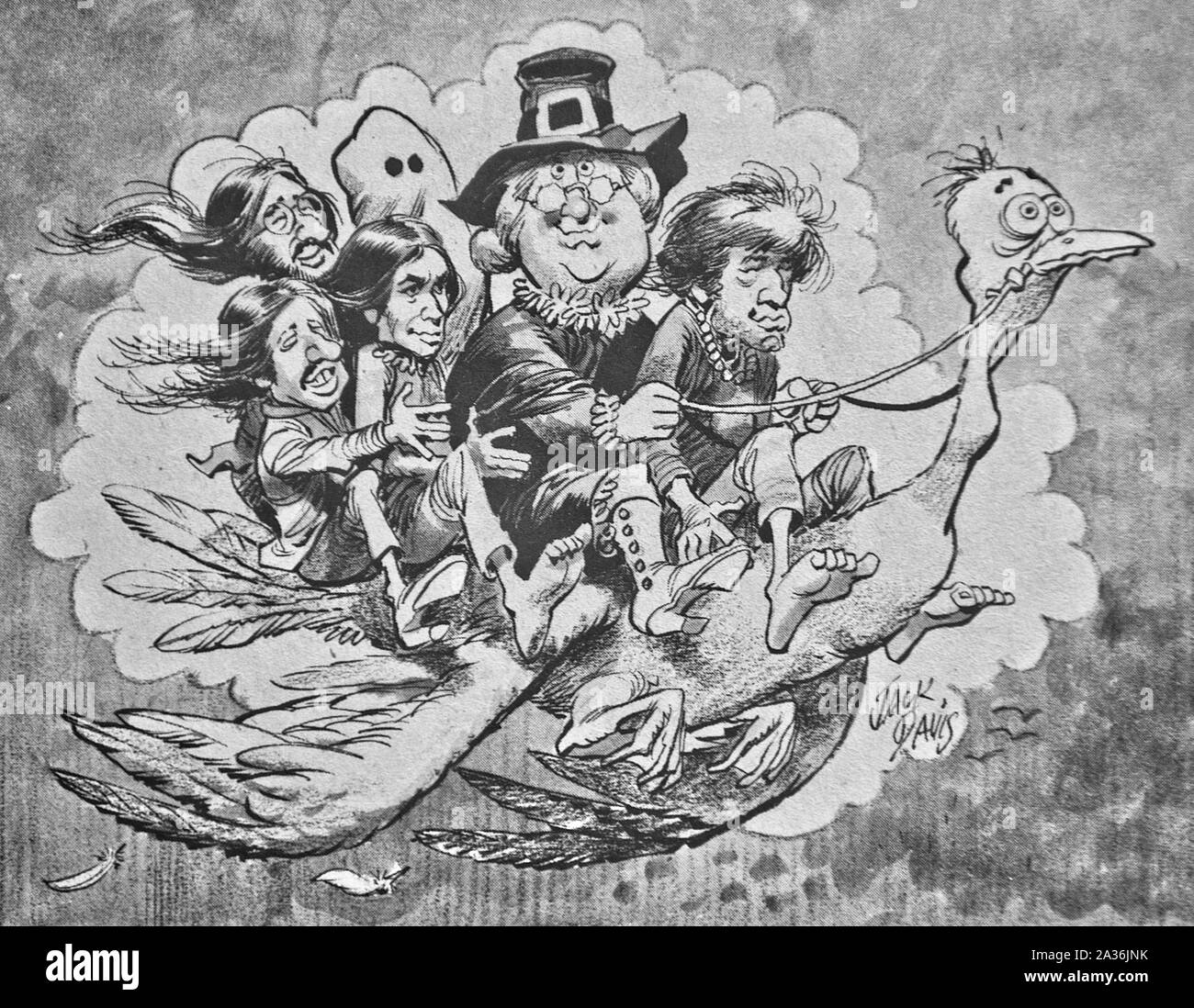 Pencil drawing of mother goose flying with children riding on her Stock ...