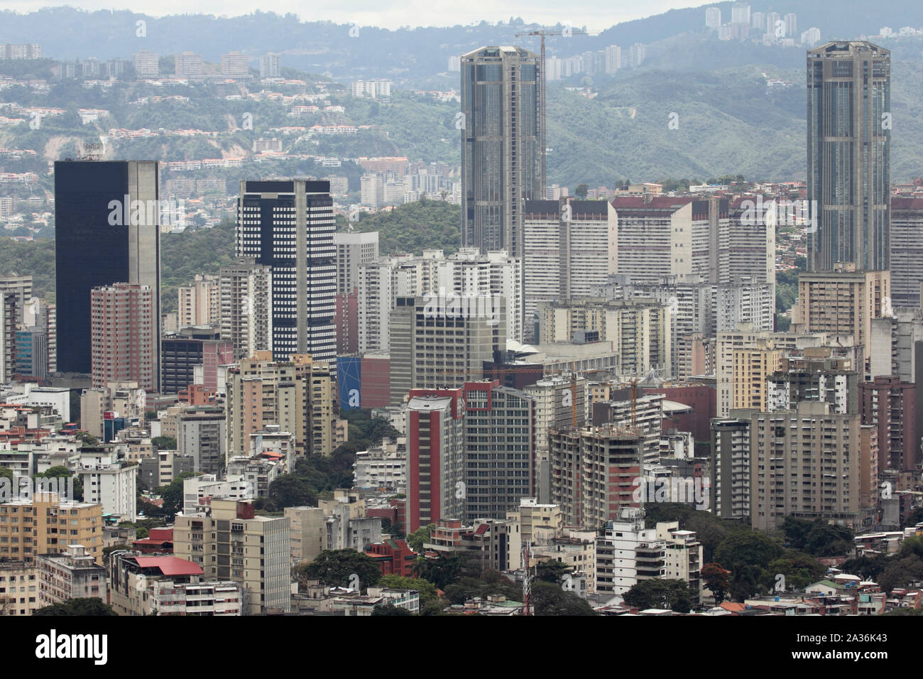 Stunning view of Caracas capital city downtown with main business ...